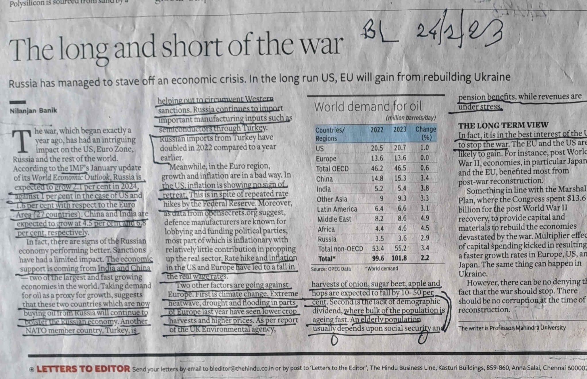 🙏🙏Post war–one of the suggestions is –“it is in the interest of US to ...