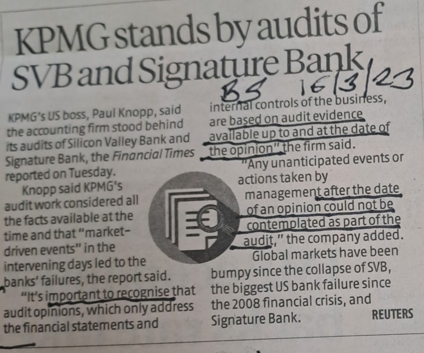 🙏KPMG audited SVB and Signature Bank –it says ” audit opinions address ...